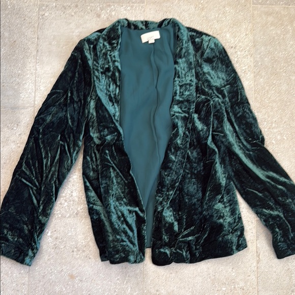 LOFT | Jackets & Coats | Loft Velvet Green Blazer | Poshmark